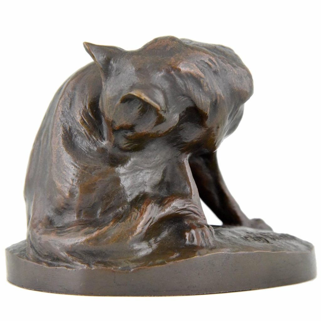 Art Deco sculpture bronze chat. - Deconamic