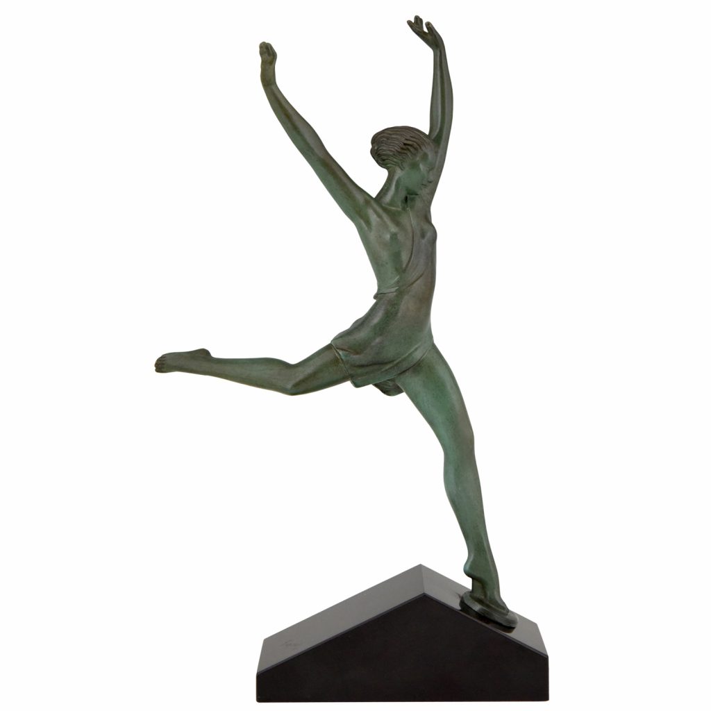 Olympe Art Deco sculpture of a running woman - Deconamic