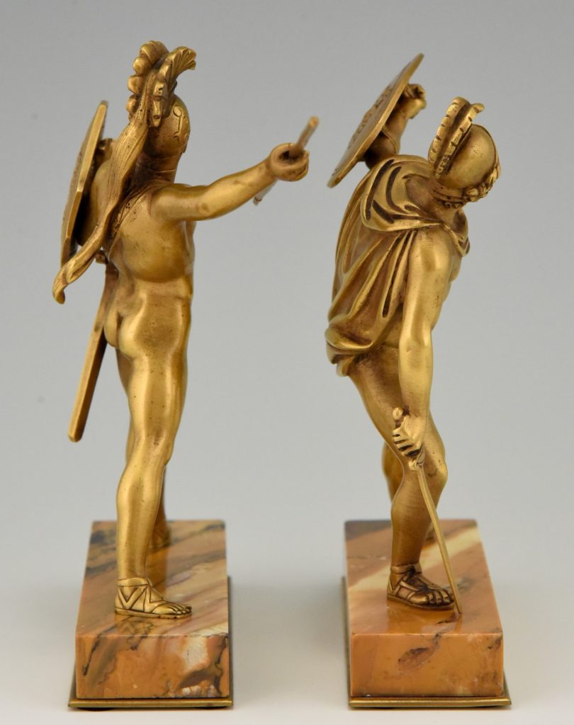 Bronze bookends Roman warriors with dagger, shield and helmet - Deconamic