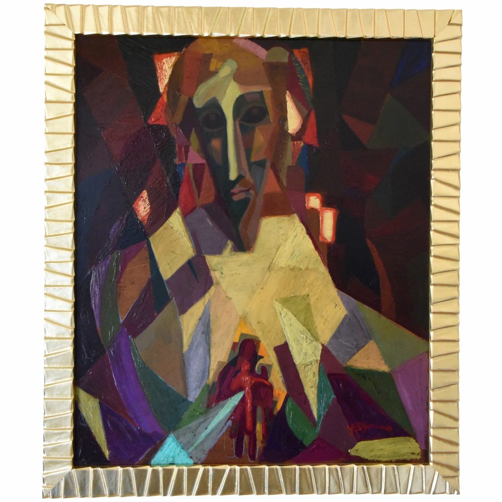 Mid Century Cubist oil painting portrait - Deconamic