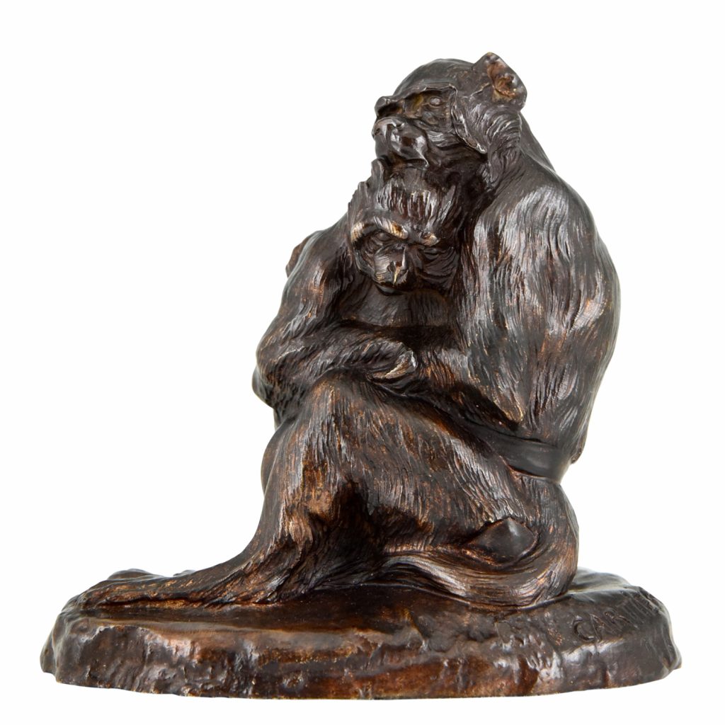 Antique bronze sculpture two monkeys - Deconamic