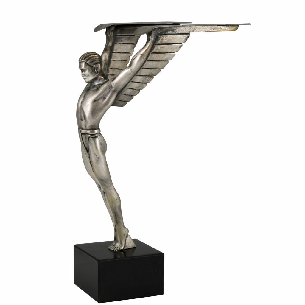 Icarus Art Deco bronze sculpture of a winged athlete - Deconamic