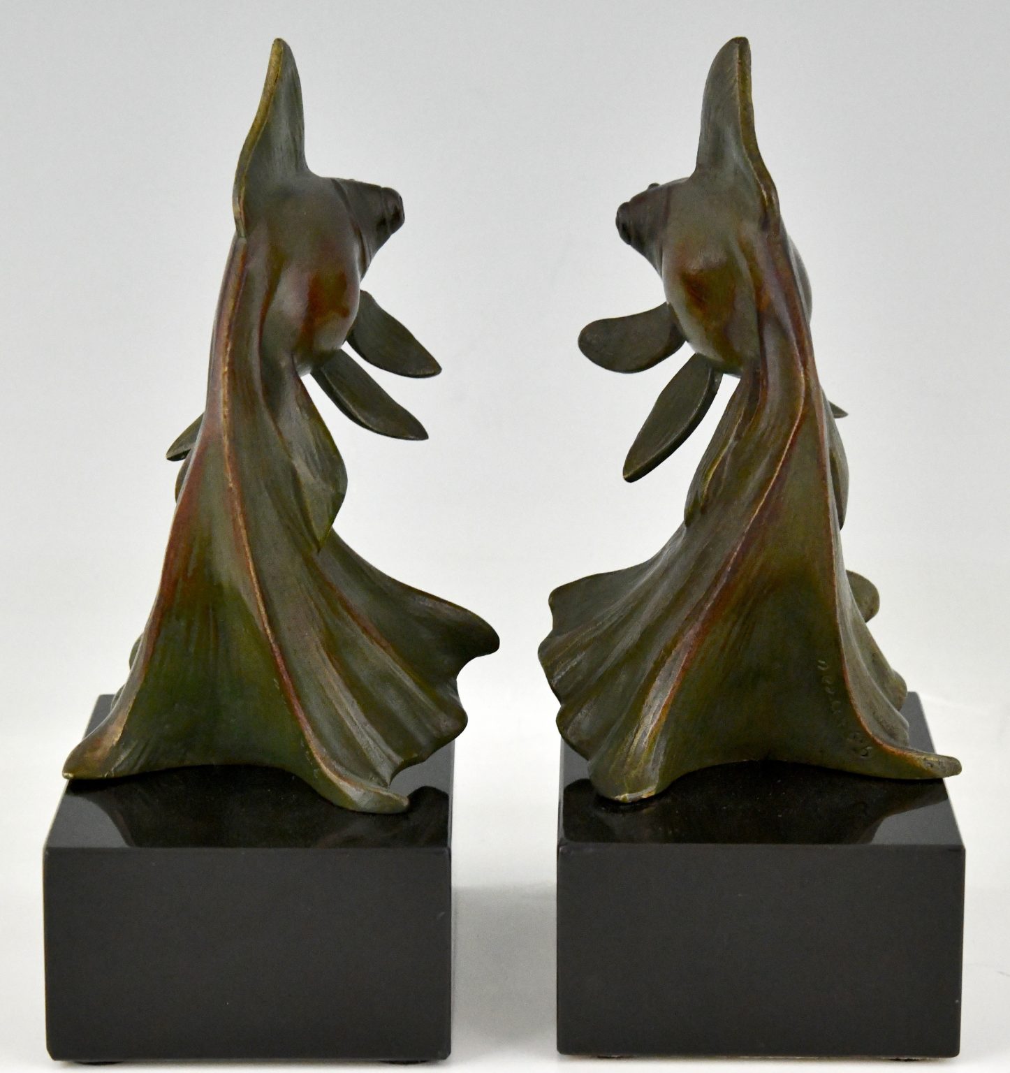 Art Deco bronze goldfish bookends - Deconamic