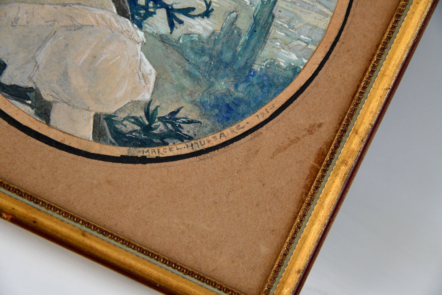 Art Nouveau watercolor painting of a couple in a landscape. - Deconamic