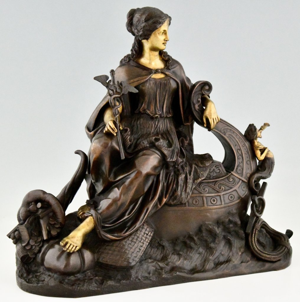 Antique bronze sculpture Fortune, Allegory of Sea Trade. - Deconamic