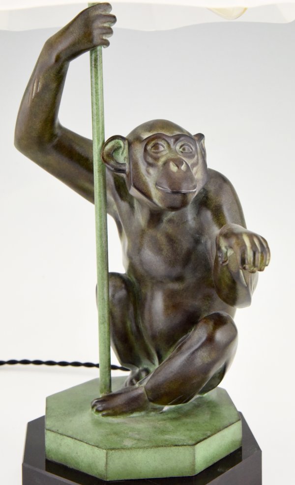 Art Deco style lamp monkey with umbrella PLUIE - Deconamic