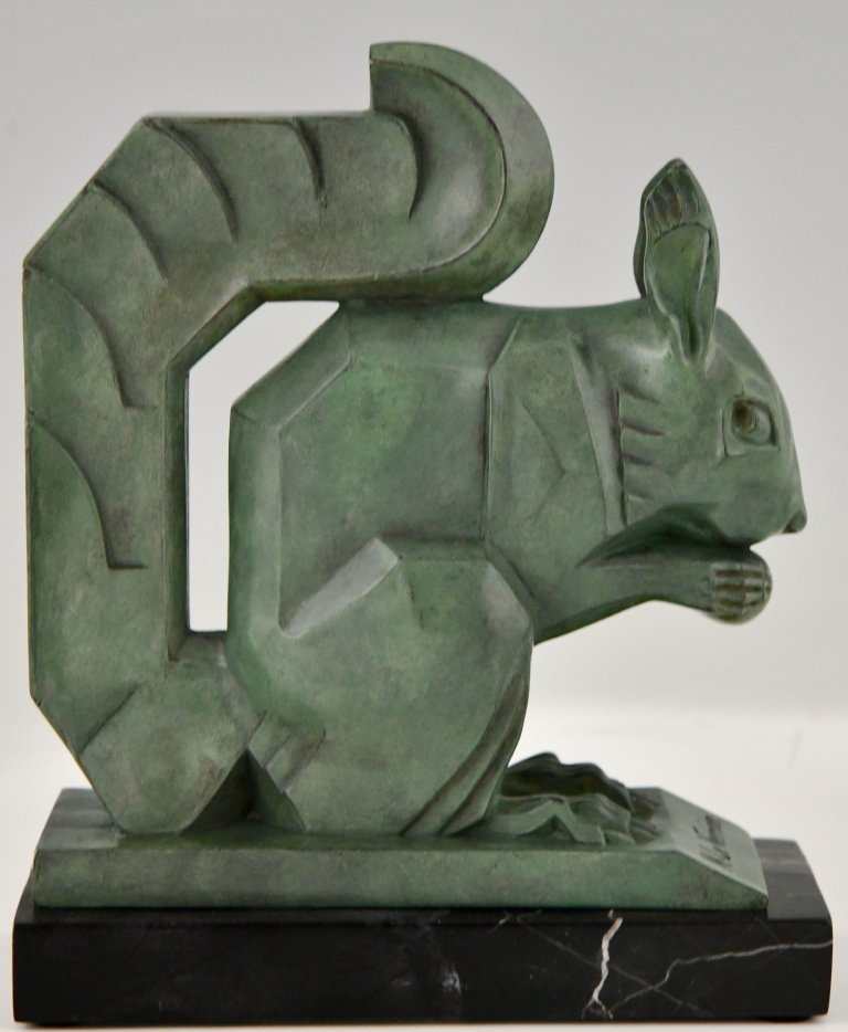 Art Deco squirrel bookends, largest size - Deconamic
