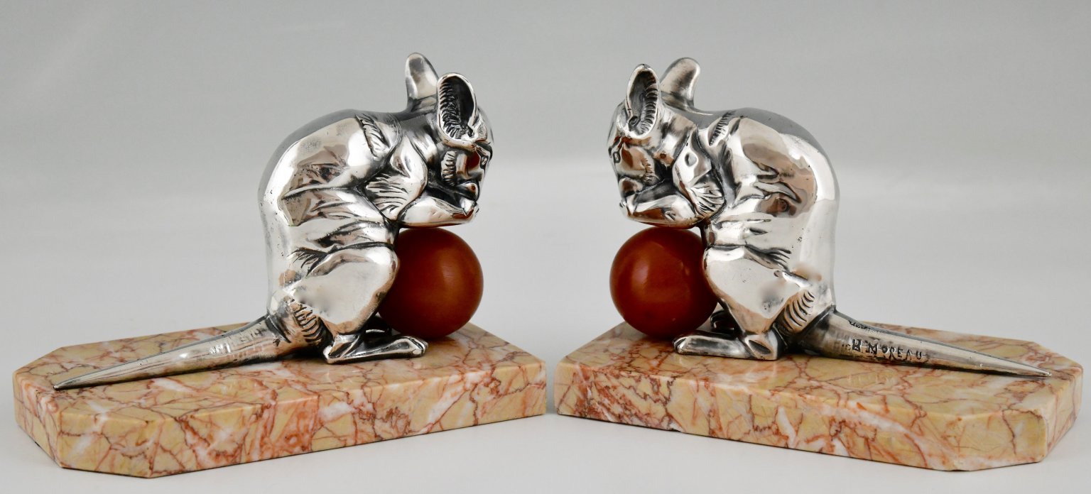Art Deco mouse bookends. - Deconamic
