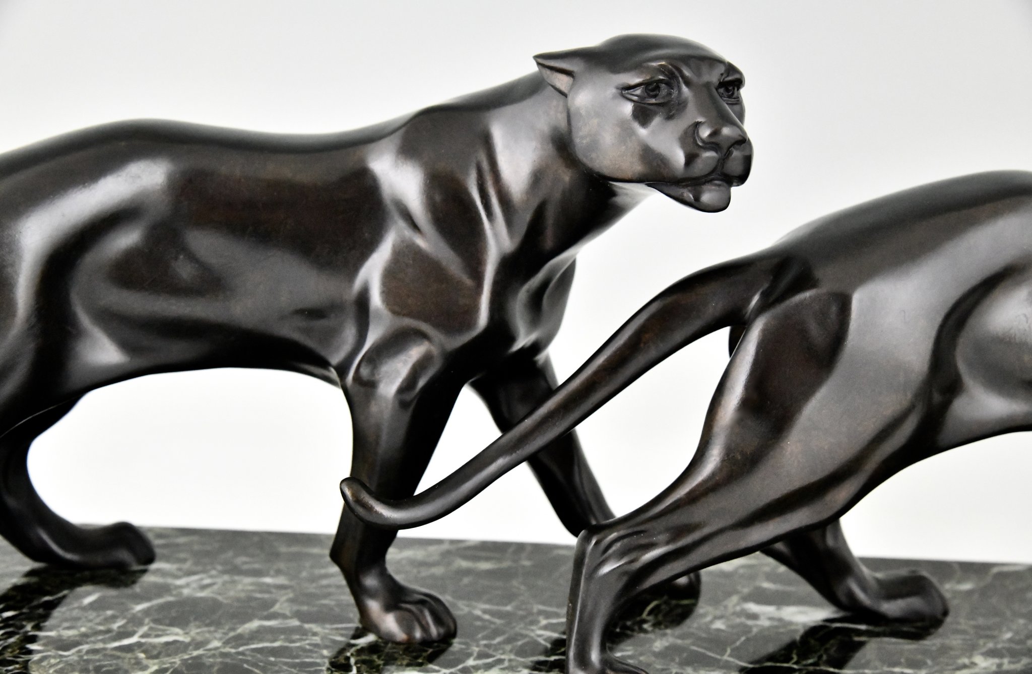 Art Deco bronze sculpture two panthers - Deconamic
