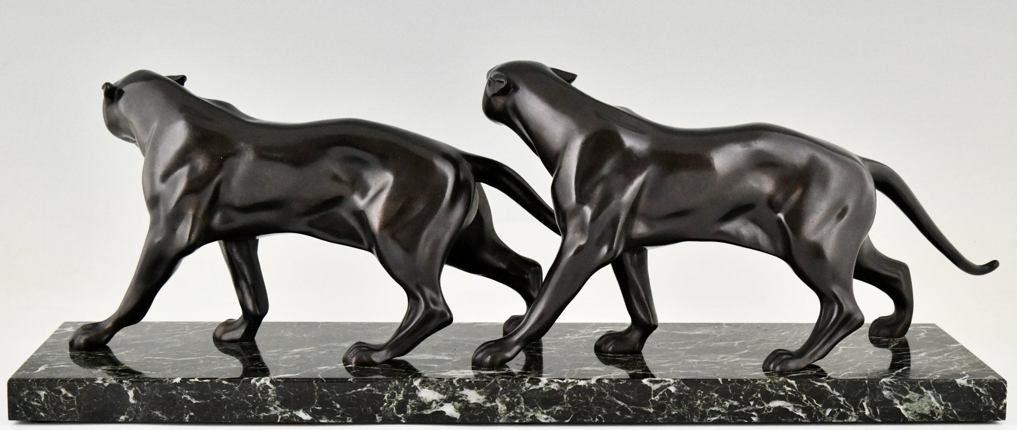 Art Deco bronze sculpture two panthers - Deconamic