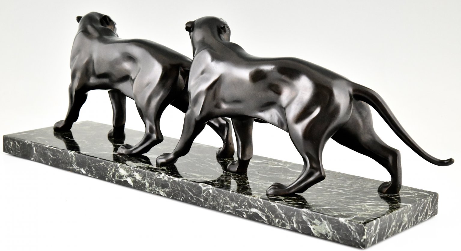 Art Deco bronze sculpture two panthers - Deconamic