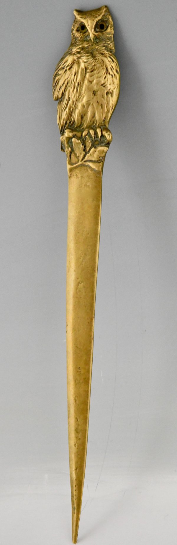 Art Nouveau bronze letter opener with owl. - Deconamic