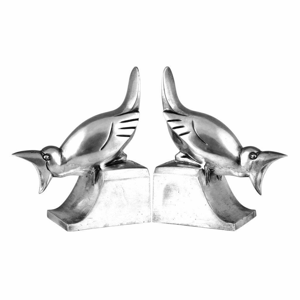 Art Deco bronze bird bookends. - Deconamic Art Deco bronze bird bookends. - Deconamic