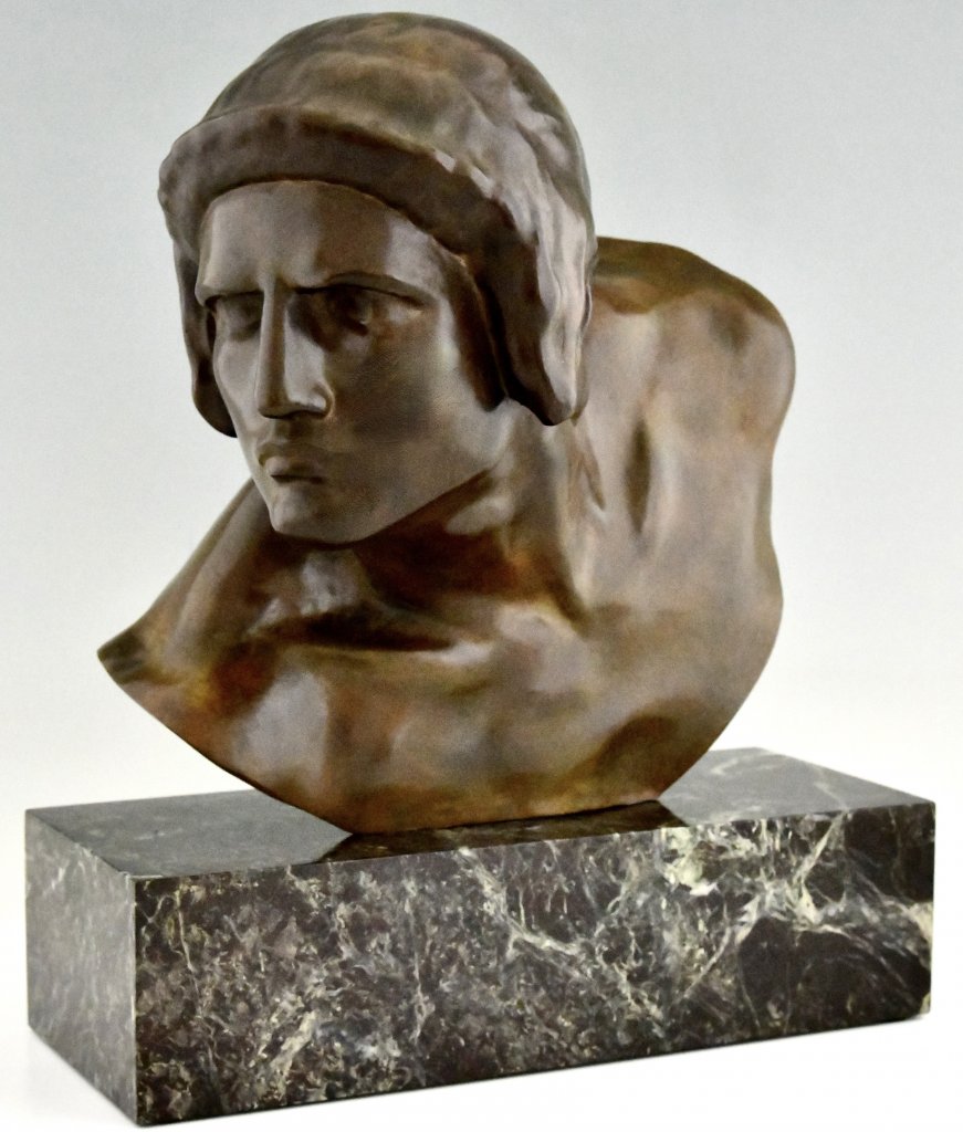 Art Deco bronze sculpture bust of Achilles - Deconamic
