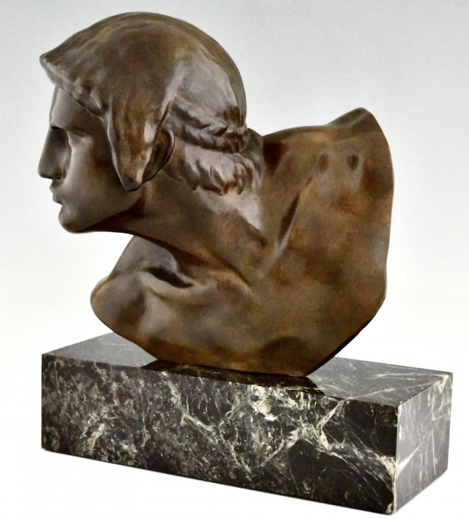 Art Deco bronze sculpture bust of Achilles - Deconamic