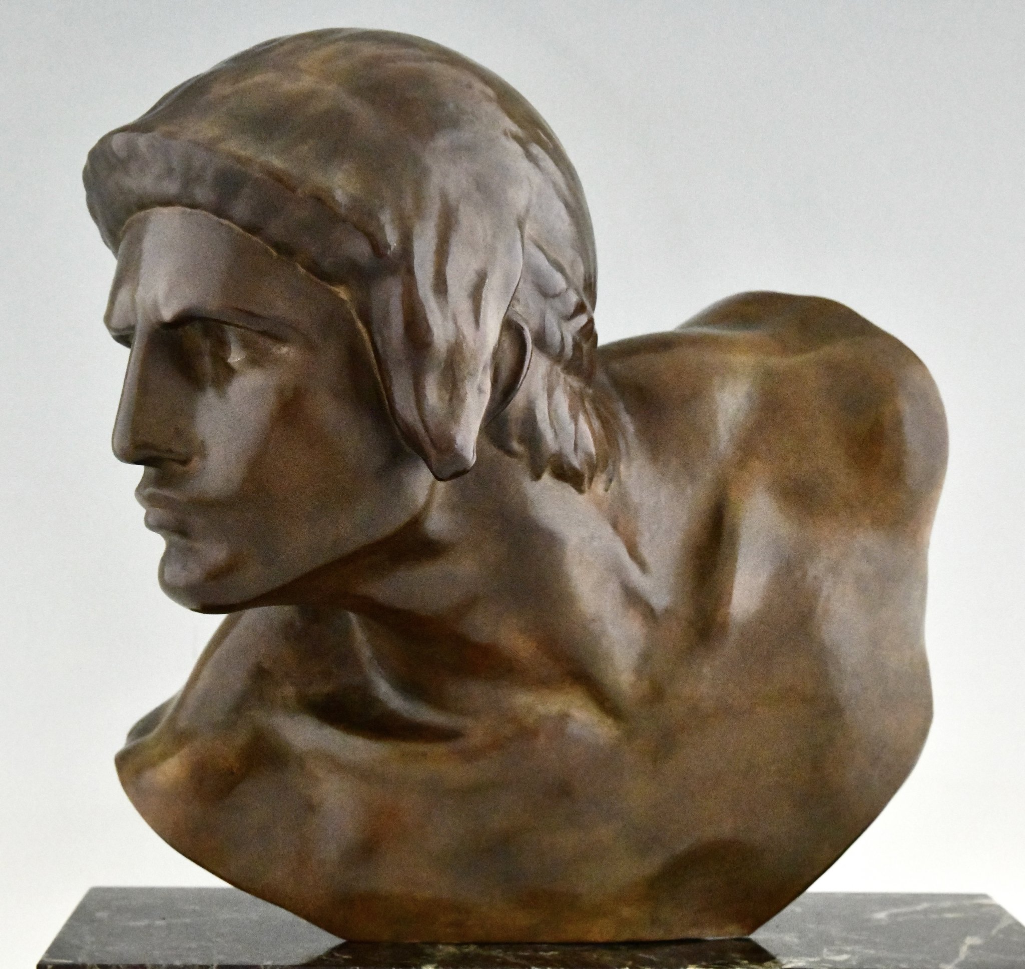 Art Deco bronze sculpture bust of Achilles - Deconamic