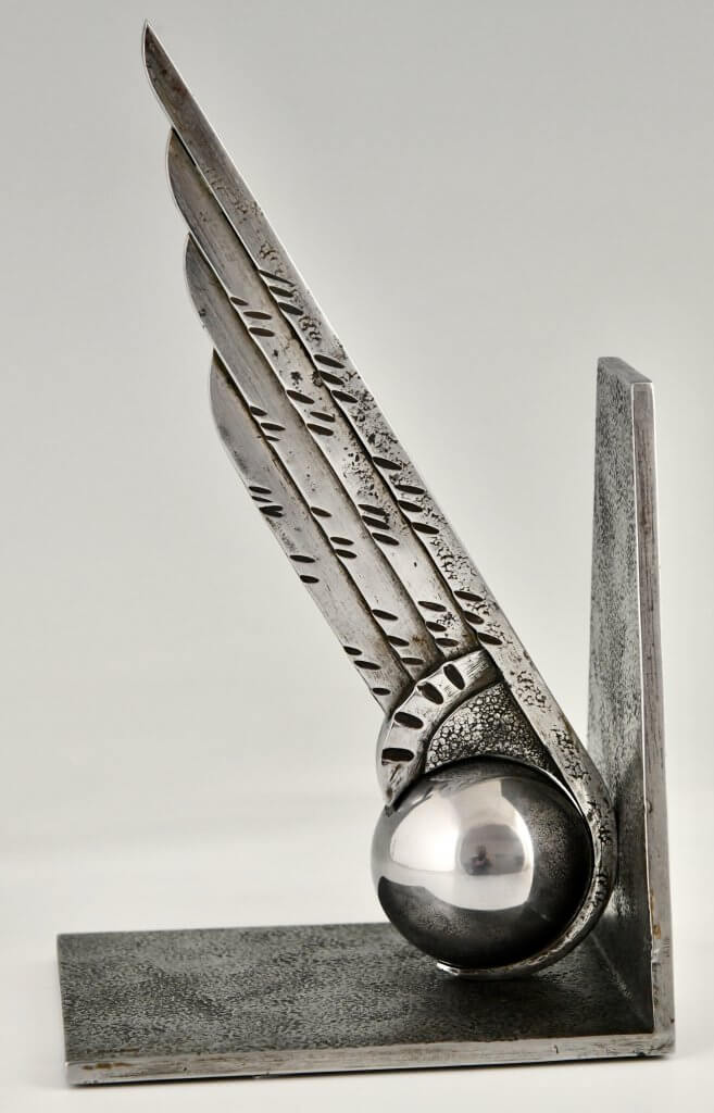 Art Deco wrought iron wing bookends - Deconamic
