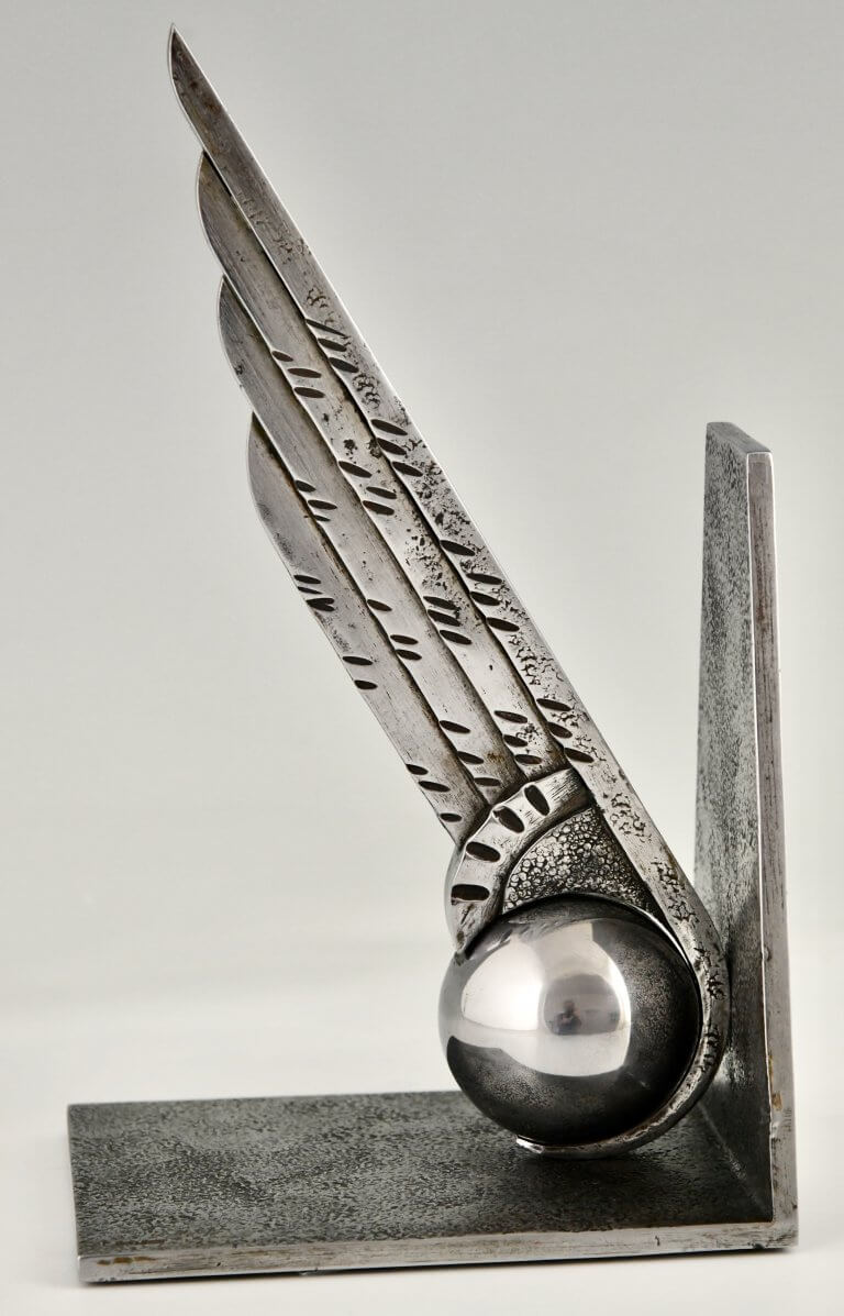 Art Deco wrought iron wing bookends - Deconamic