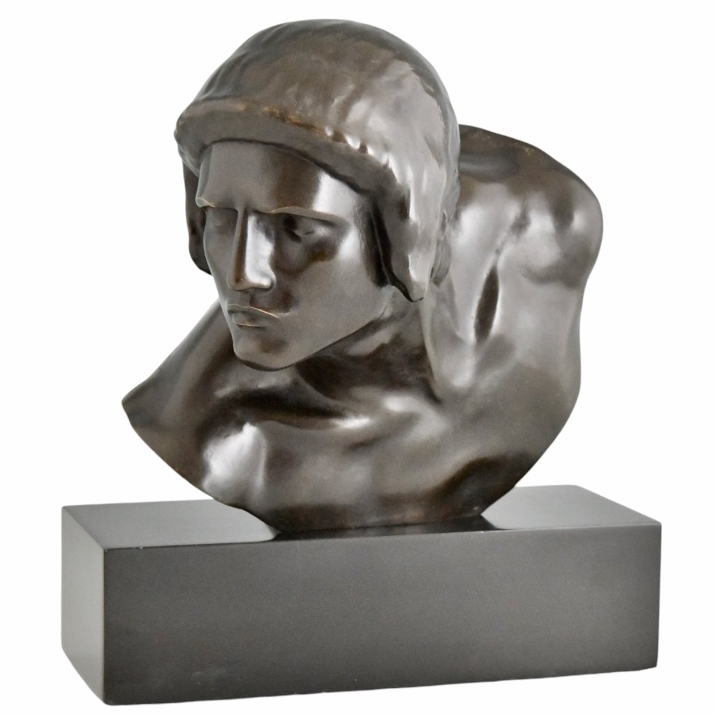 Art Deco bronze sculpture bust of Achilles. - Deconamic