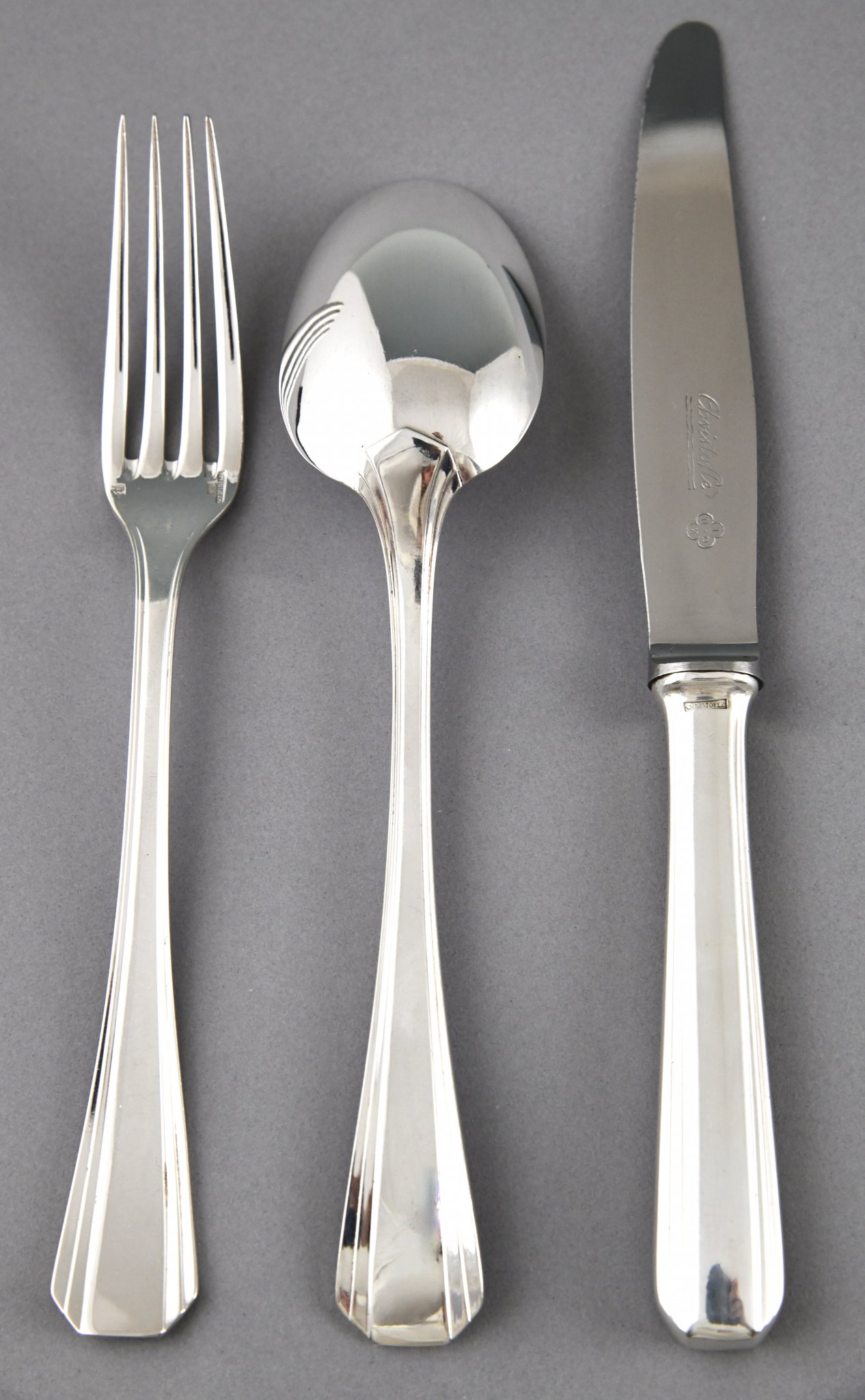 Art Deco silver plated cutlery set BOREAL 125 pc. - Deconamic