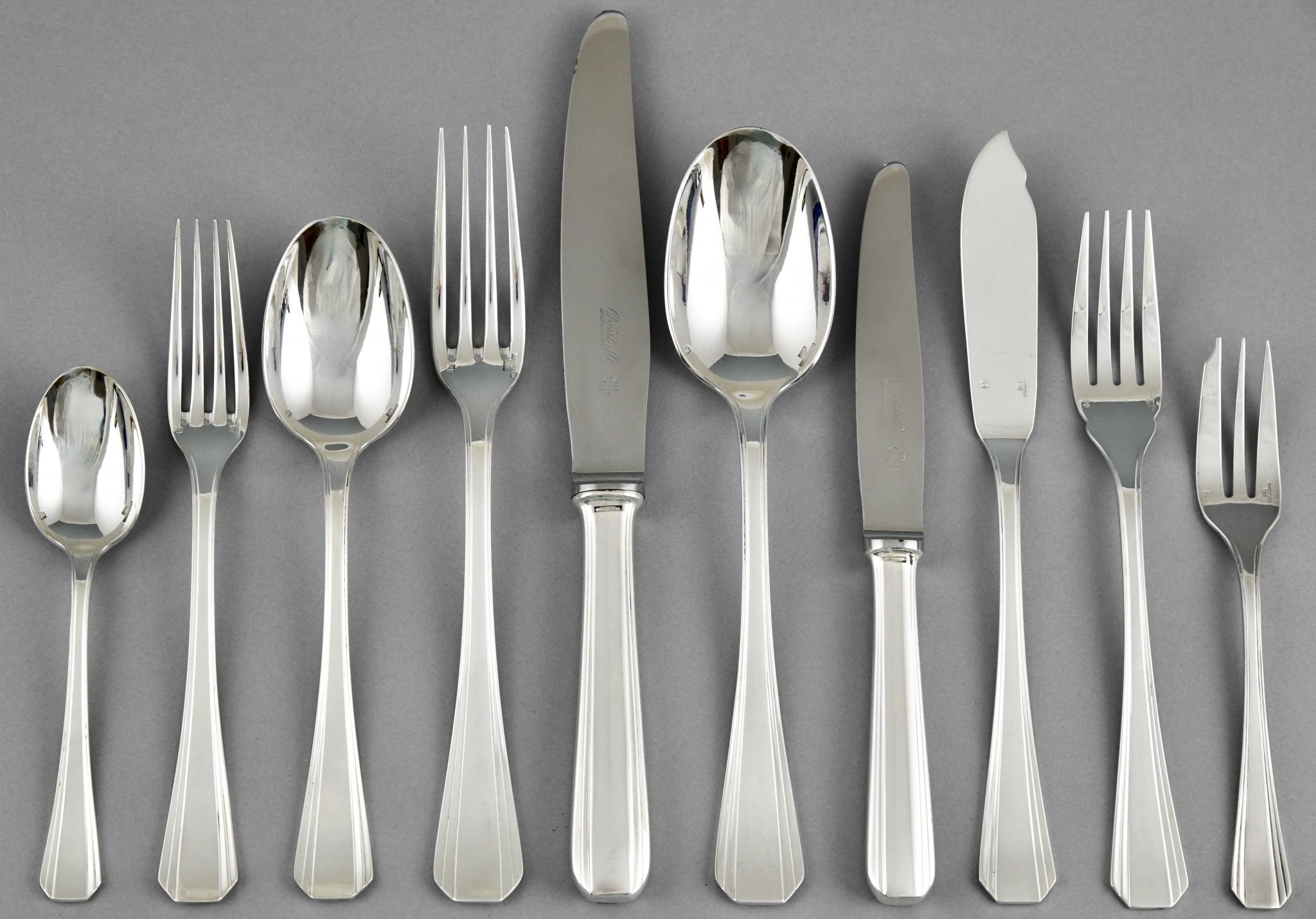 Art Deco silver plated cutlery set BOREAL 125 pc. - Deconamic