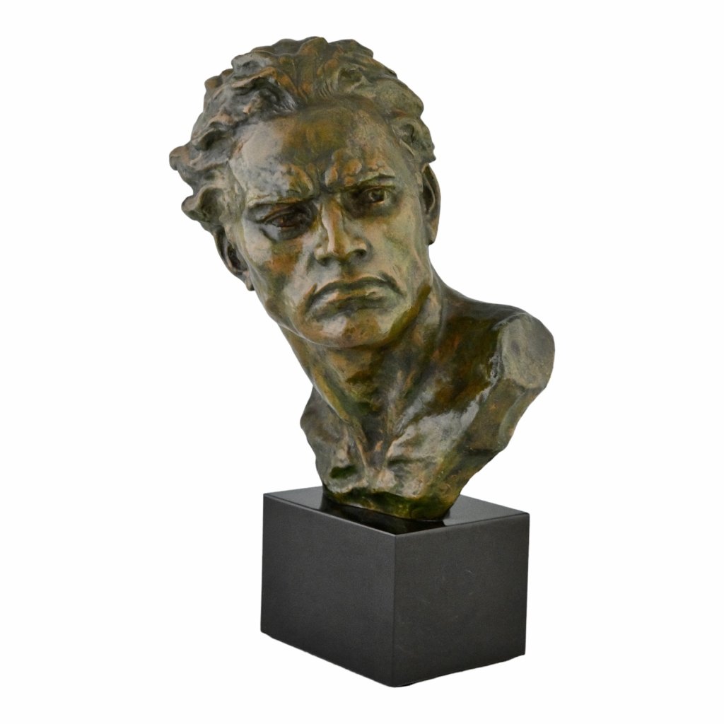 Art Deco bronze sculpture male bust. - Deconamic