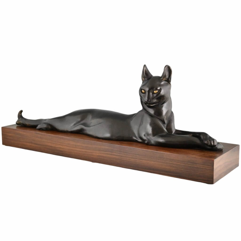 Art Deco bronze bronze cat sculpture. - Deconamic