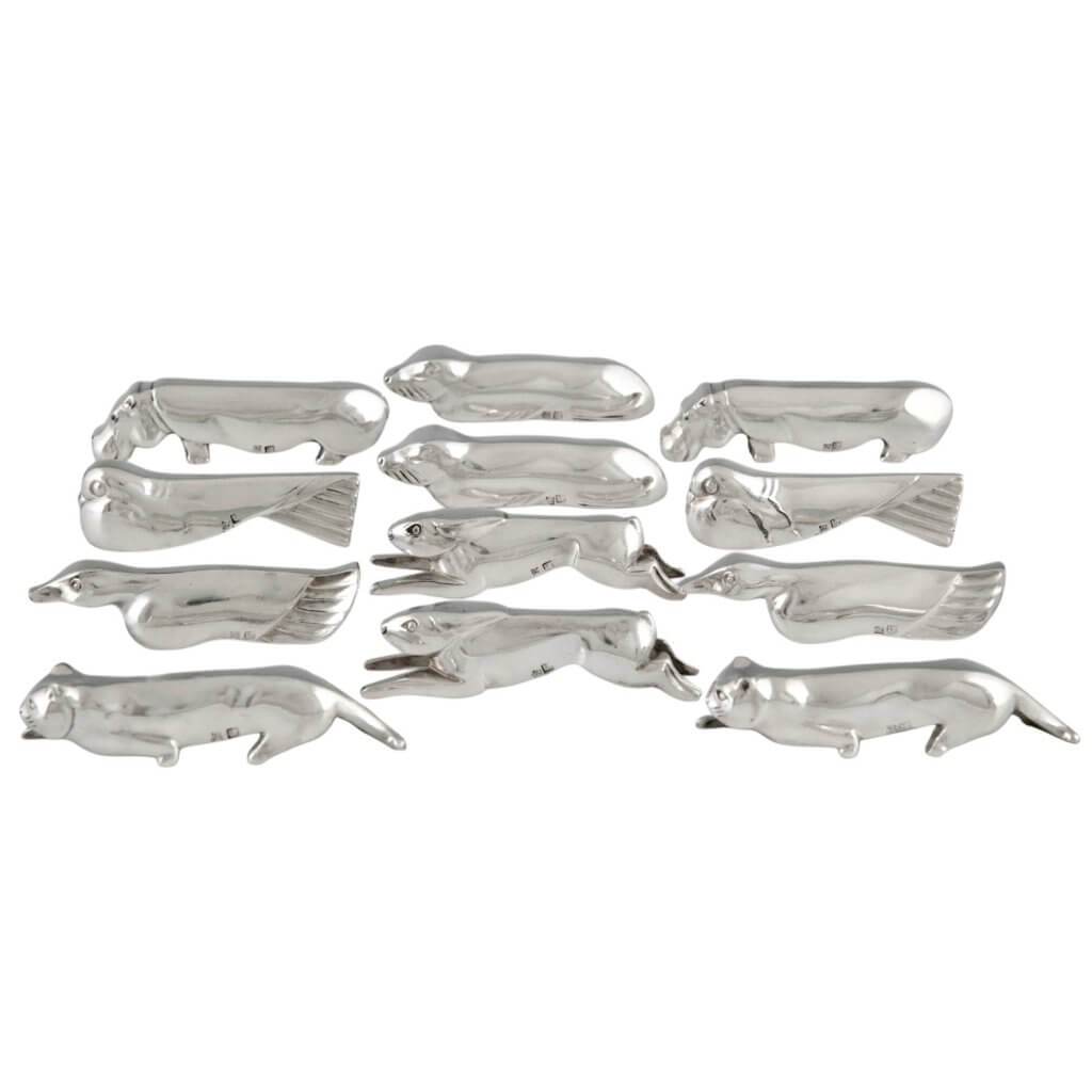 Art Deco set of 12 animal knife-rests. - Deconamic